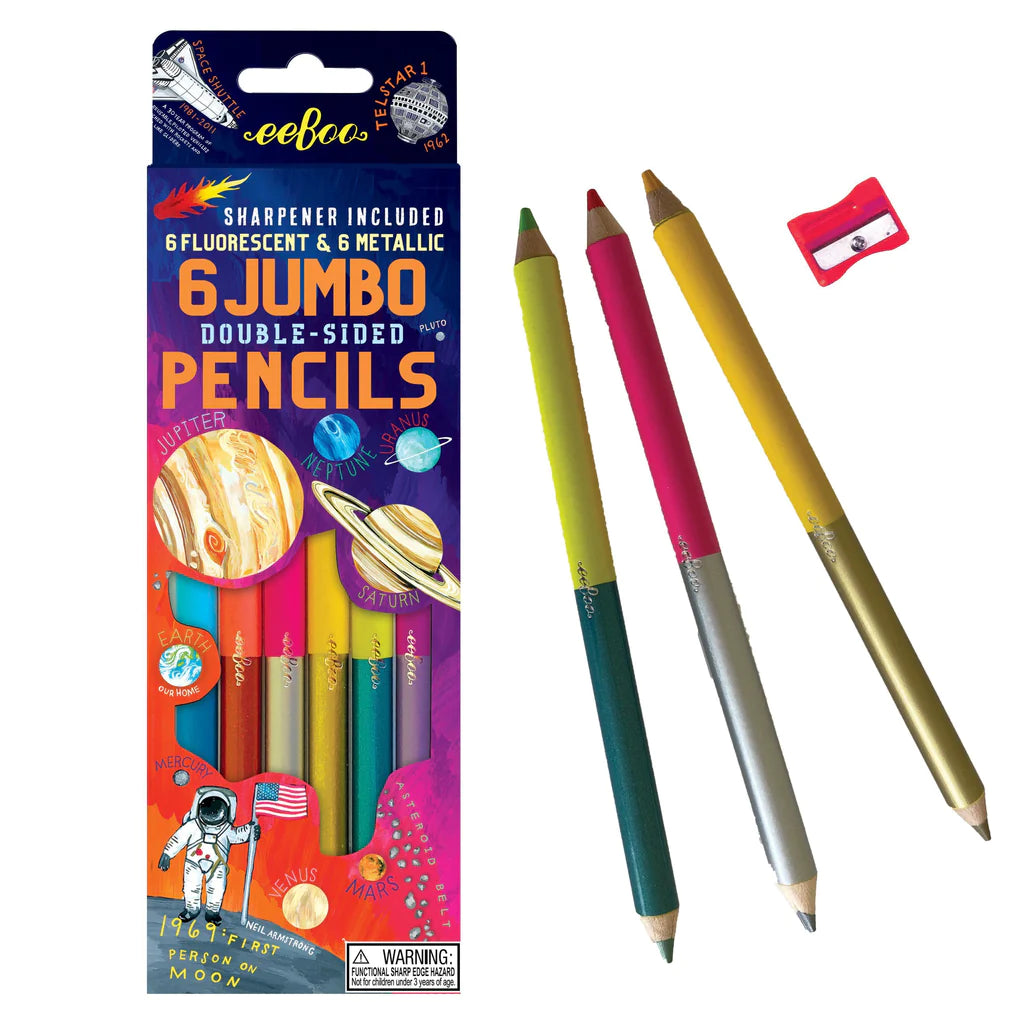 6 lápices Jumbo doble colores - Espacio – Librería Tripantu